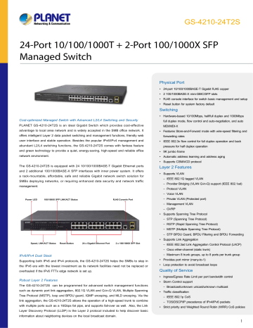 PLANET GS-4210-24T2S Datasheet | Manualzz