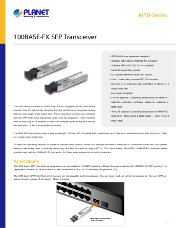 PLANET MFB-Series Transceiver Datasheet | Manualzz