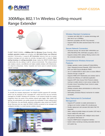 PLANET WNAP-C3220A Datasheet | Manualzz