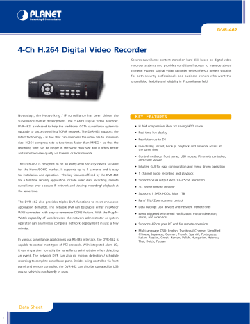 PLANET DVR-462 Datasheet | Manualzz