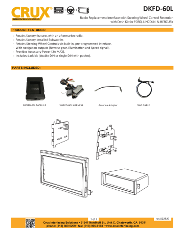 Crux DKFD-60L Radio Owner's Manual | Manualzz