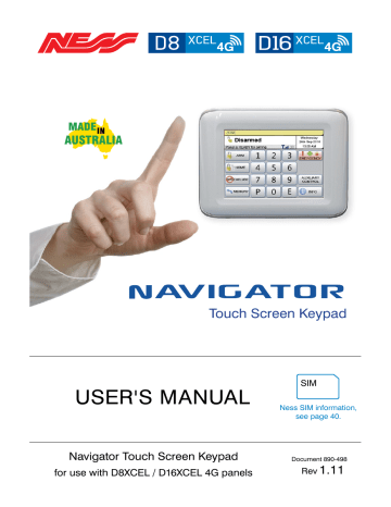 Ness NAVIGATOR TOUCHSCREEN User Manual | Manualzz