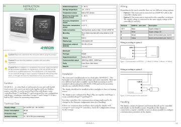 Regin ED-RUD-2 Room controller Instructions | Manualzz