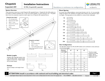 Ledalite Chopstick suspended Install instructions | Manualzz