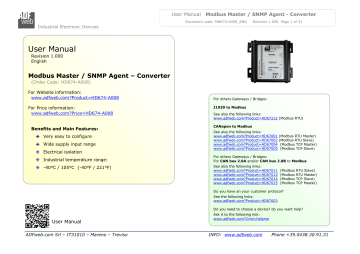 ADFWeb Modbus Master / SNMP Agent Converter User Manual | Manualzz