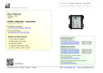 ADFWeb J1939 / Ethernet - Converter User Manual | Manualzz