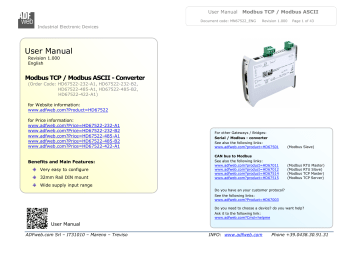 ADFWeb RS232/RS485 (RS422) / Modbus TCP - Converter User Manual | Manualzz