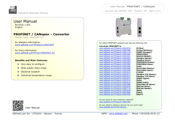 ADFWeb PROFINET / CANopen - Converter User Manual | Manualzz