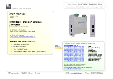 ADFWeb PROFINET / DeviceNet Slave - Converter User Manual | Manualzz