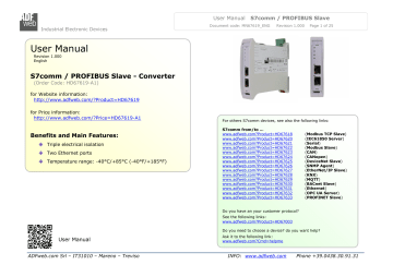 ADFWeb S7comm / PROFIBUS Slave Converter User Manual | Manualzz