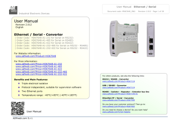 ADFWeb Ethernet / Serial - Converter User Manual | Manualzz