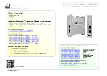 ADFWeb BACnet Master/ Modbus Slave - Converter User Manual | Manualzz
