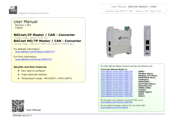 ADFWeb BACnet Master/ CAN - Converter User Manual | Manualzz