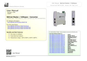 ADFWeb BACnet Master/ CANopen - Converter User Manual | Manualzz