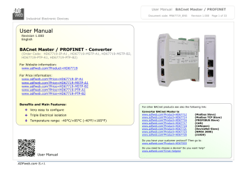 ADFWeb BACnet Master / PROFINET - Converter User Manual | Manualzz