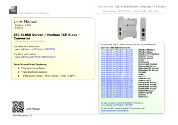 ADFWeb IEC 61850 Server/ Modbus TCP Slave - Converter User Manual | Manualzz