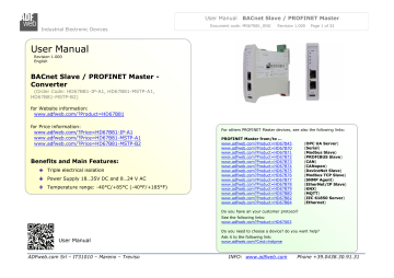 ADFWeb PROFINET Master / BACnet Slave - Converter User Manual | Manualzz