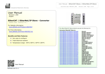 ADFWeb EtherCAT Slave / Ethernet IP slave User Manual | Manualzz