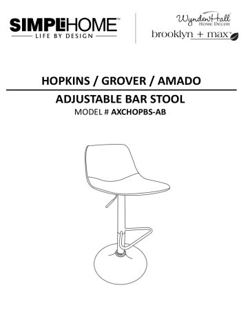 Simpli Home AXCHOPBS-AB Bar Stool Assembly Instructions | Manualzz
