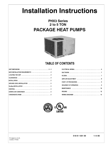 ICP PHX336000K00A1 Package Unit installation Guide | Manualzz