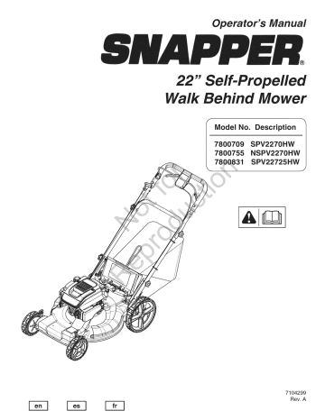 Snapper 7800709 Lawn Mower Owner's Manual | Manualzz