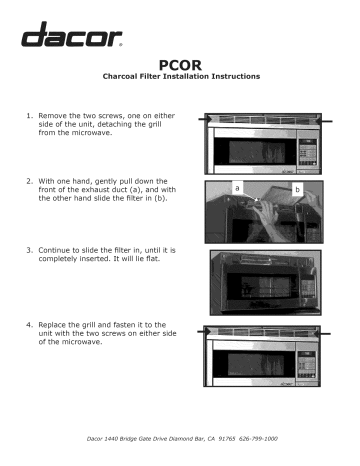 Dacor PCOR30B Microwave installation Guide | Manualzz