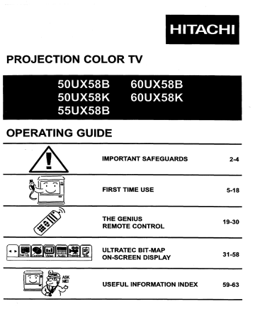 Hitachi 60UX58B Projection Television Owner's Manual | Manualzz