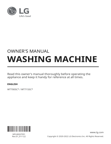 LG WT7005CW/03 WASHER Owner's Manual | Manualzz