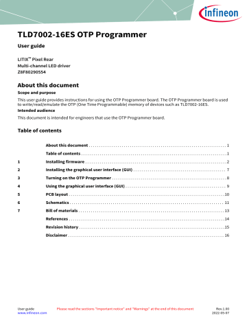 Infineon TLD7002-16 OTP PRG Evaluation Board User guide | Manualzz