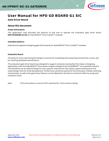 Infineon HPD GD BOARD G1 SIC Evaluation Board User Manual | Manualzz