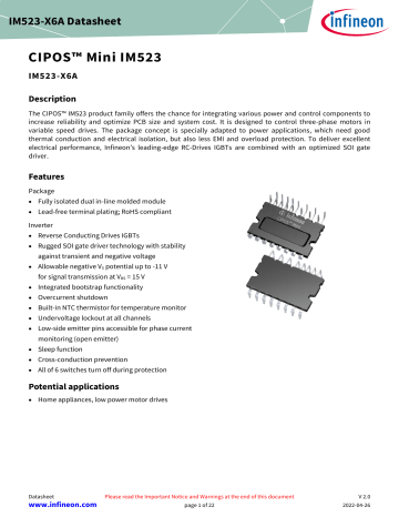 Infineon IM523-X6A IPM Data Sheet | Manualzz
