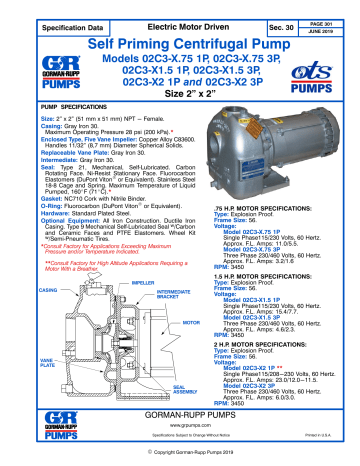 Gorman-Rupp Pumps 02C3-X2 3P Specification | Manualzz