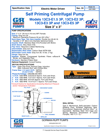 Gorman-Rupp Pumps 13C3-E5 3P Specification | Manualzz