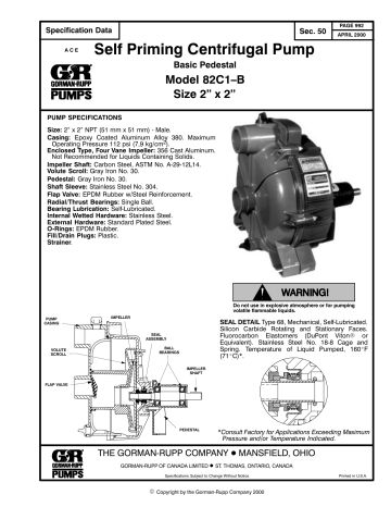 Gorman-Rupp Pumps 82C1-B Specification | Manualzz