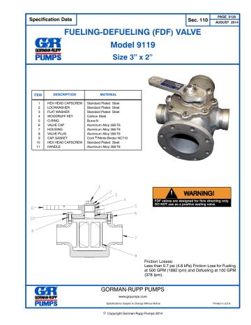 Gorman-Rupp Pumps 9119 Specification | Manualzz