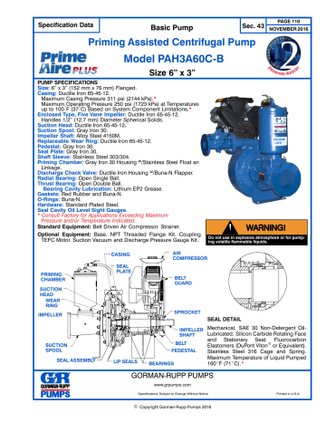 Gorman-Rupp Pumps PAH3A60C-B Specification | Manualzz
