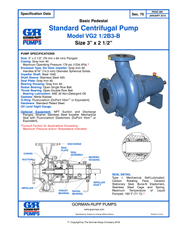 Gorman-Rupp Pumps VG2 1/2B3-B Specification | Manualzz