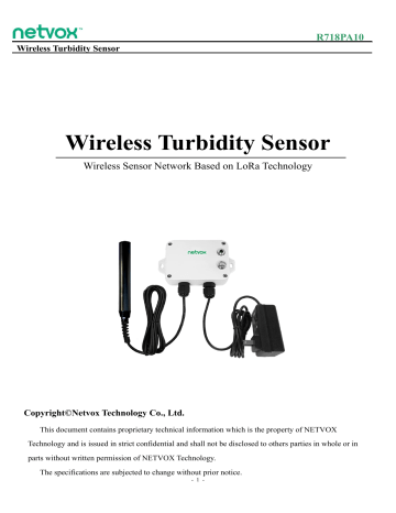Netvox R718PA10 Wireless Turbidity Sensor Datasheet | Manualzz