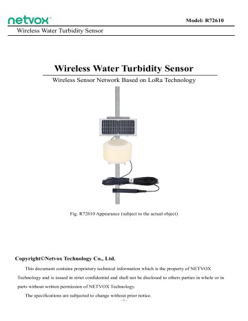 Netvox R72610 Wireless Water Turbidity Sensor Datasheet | Manualzz