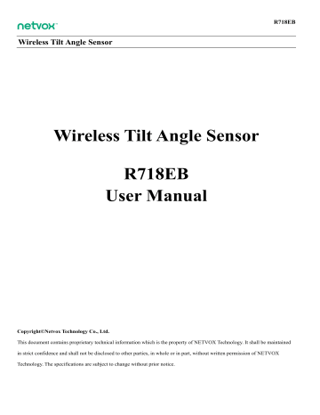 Netvox R718EB Wireless Tilt Angle Sensor User Manual | Manualzz
