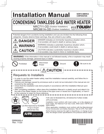 Noritz NRC711-OD-NG Installation Manual | Manualzz