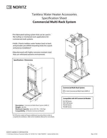 Noritz MR2 Commercial Rack Spec Sheet | Manualzz