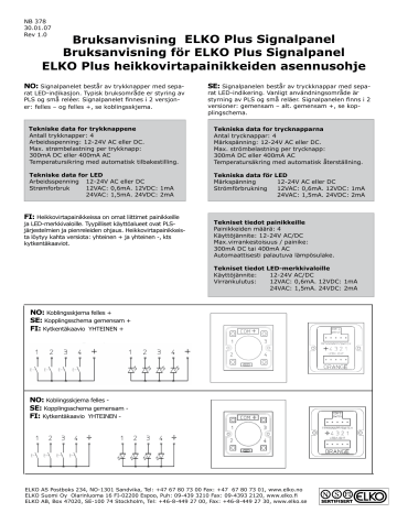 Elko EKO04372 Plus tryckknapp 4-k 0,4A fv Brugervejledning | Manualzz