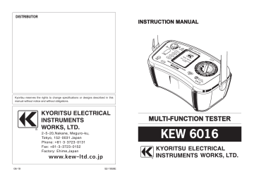 Kyoritsu 6016 Multi Function Tester Owner's Manual | Manualzz