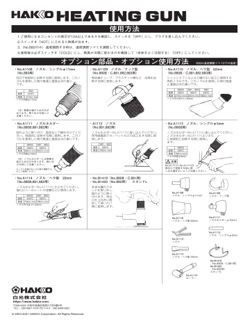 Hakko Heating Gun Option nozzles & operating technique instruction manual | Manualzz