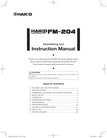 Hakko FM-204 Instruction manual | Manualzz