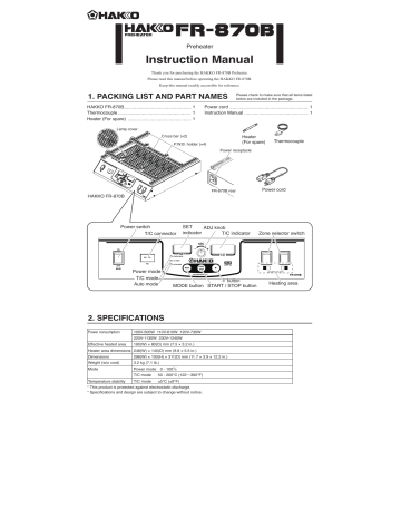 Hakko FR-870B Instruction manual | Manualzz
