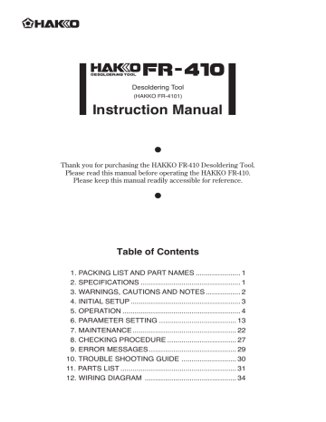 Hakko FR-410 Instruction manual | Manualzz