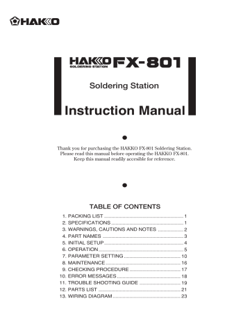 Hakko FX-801 Instruction manual | Manualzz