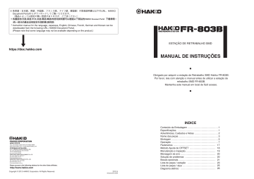 Hakko FR-803B instruction manual | Manualzz